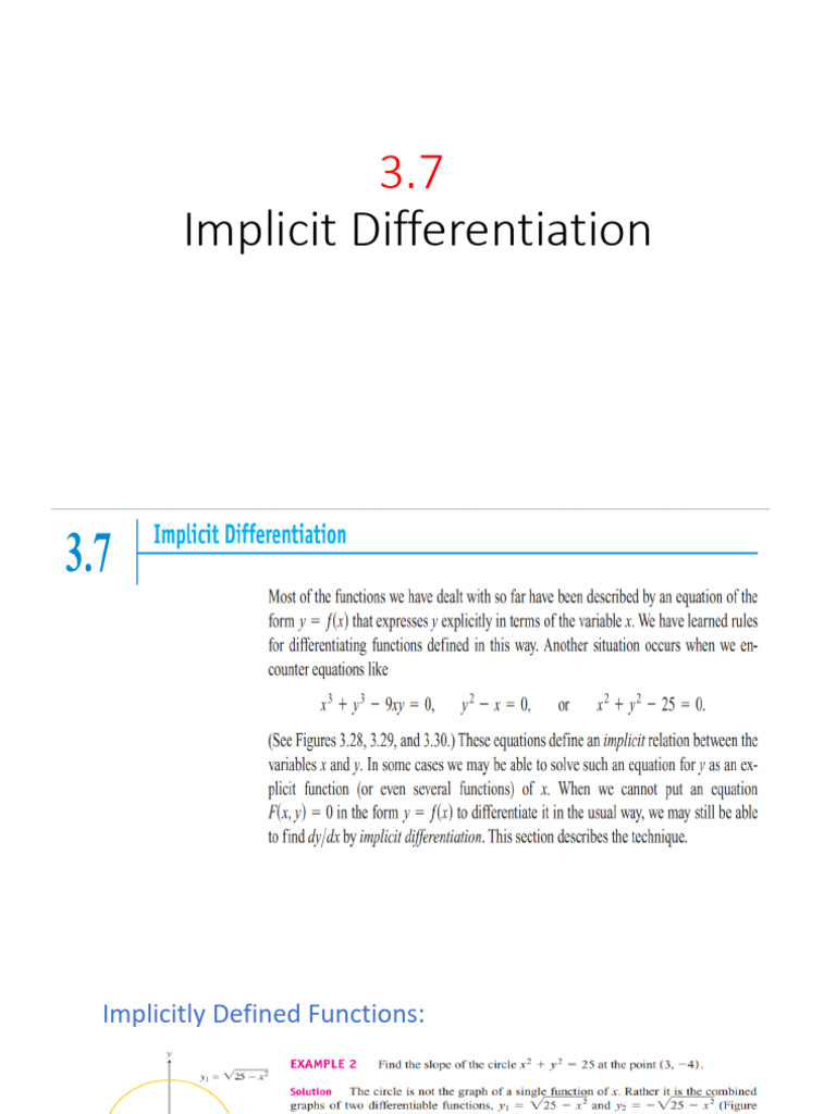 Implicit Differentiation | PDF