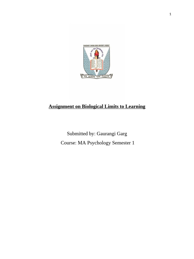 Assignment on Biological Limits to Learning | PDF | Neuroplasticity ... Assignment on Biological Limits to Learning | PDF | Neuroplasticity ...