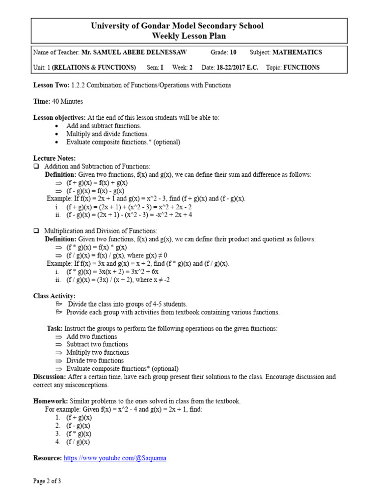 Lesson_2_week_2_Combination of Functions | PDF