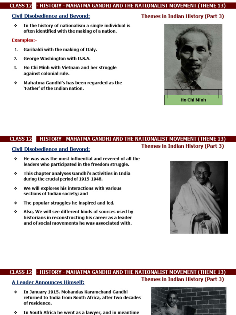 12th - Theme 13 - Mahatma Gandhi & The Nationalist Movement- Civil ...