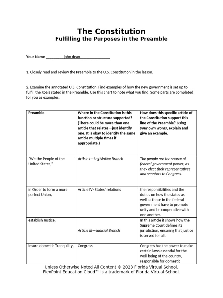 The Constitution Template | PDF | Article Three Of The United States ...