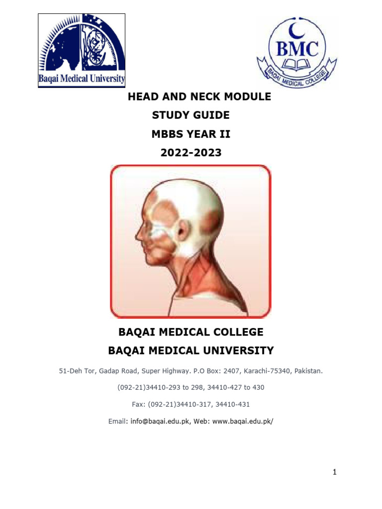 Head & Neck Module Study Guide - 2022 (1) 11 May 2023 C | PDF | Vertebra