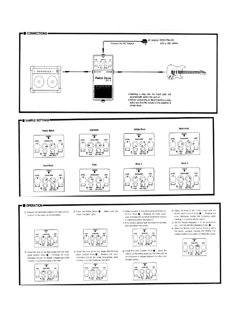 Manual Do Pedal Metal Core Boss MT2 | PDF