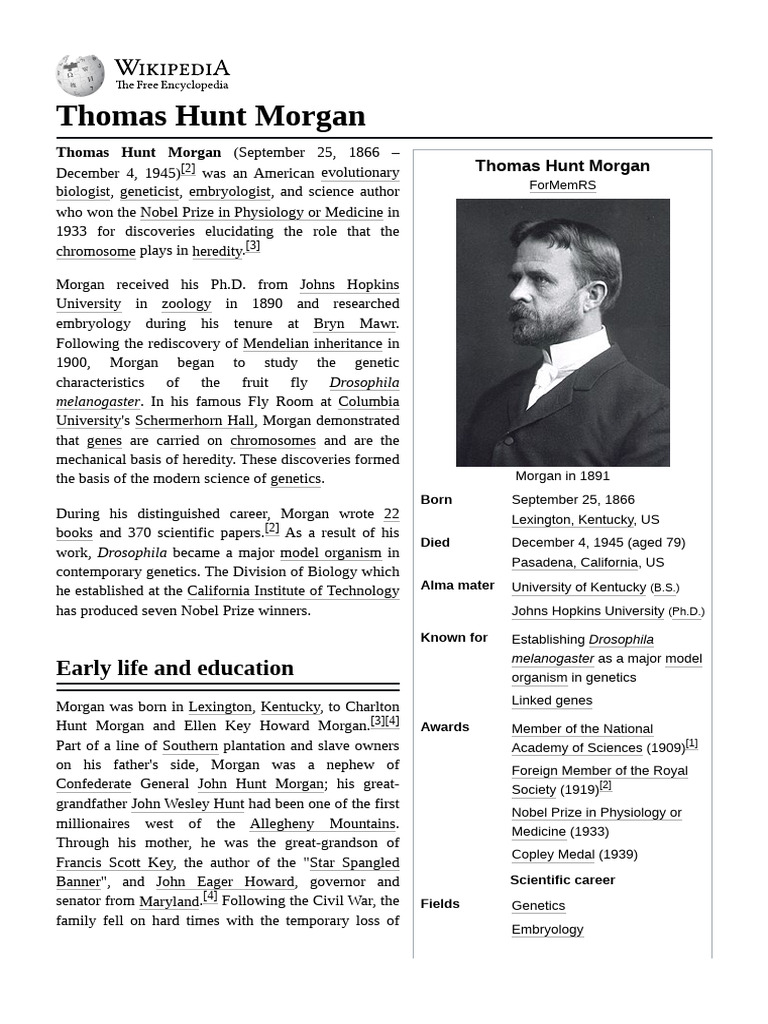 Thomas_Hunt_Morgan | PDF | Heredity | Genetics