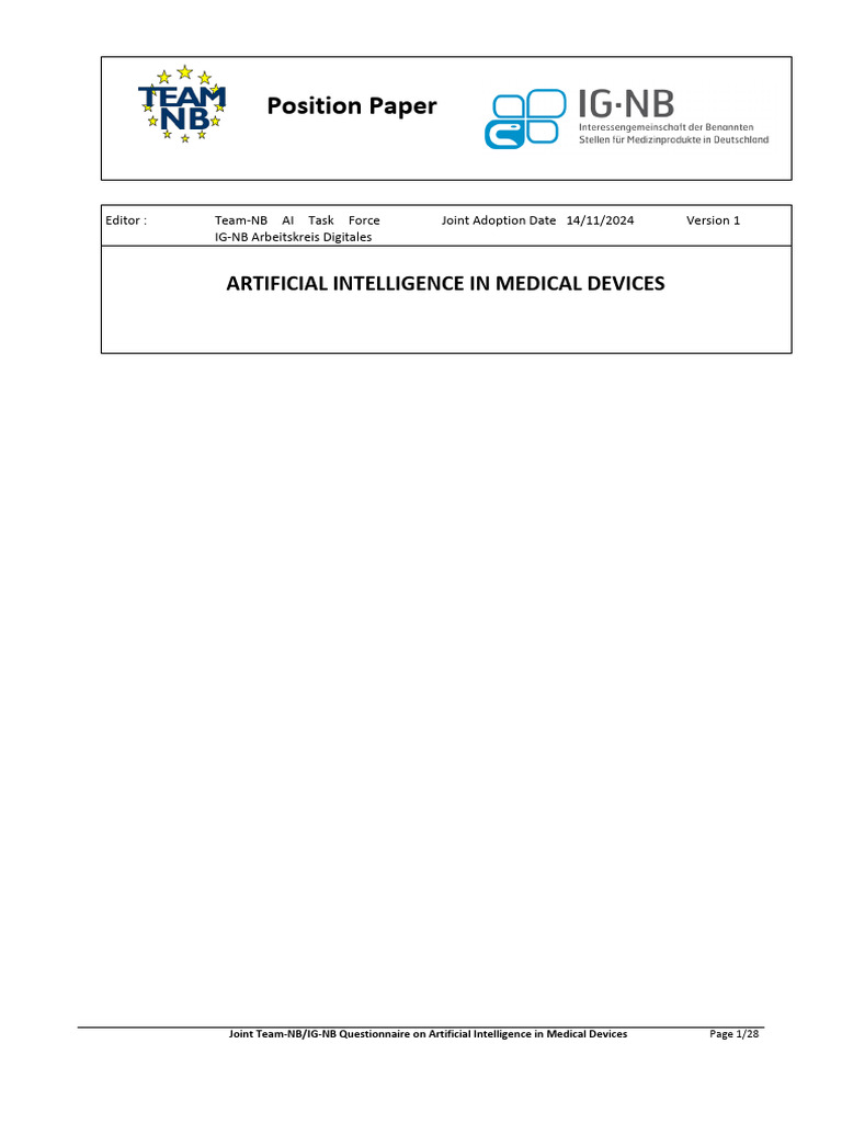 AIaMD Questionnaire | PDF | Medical Device | Artificial Intelligence