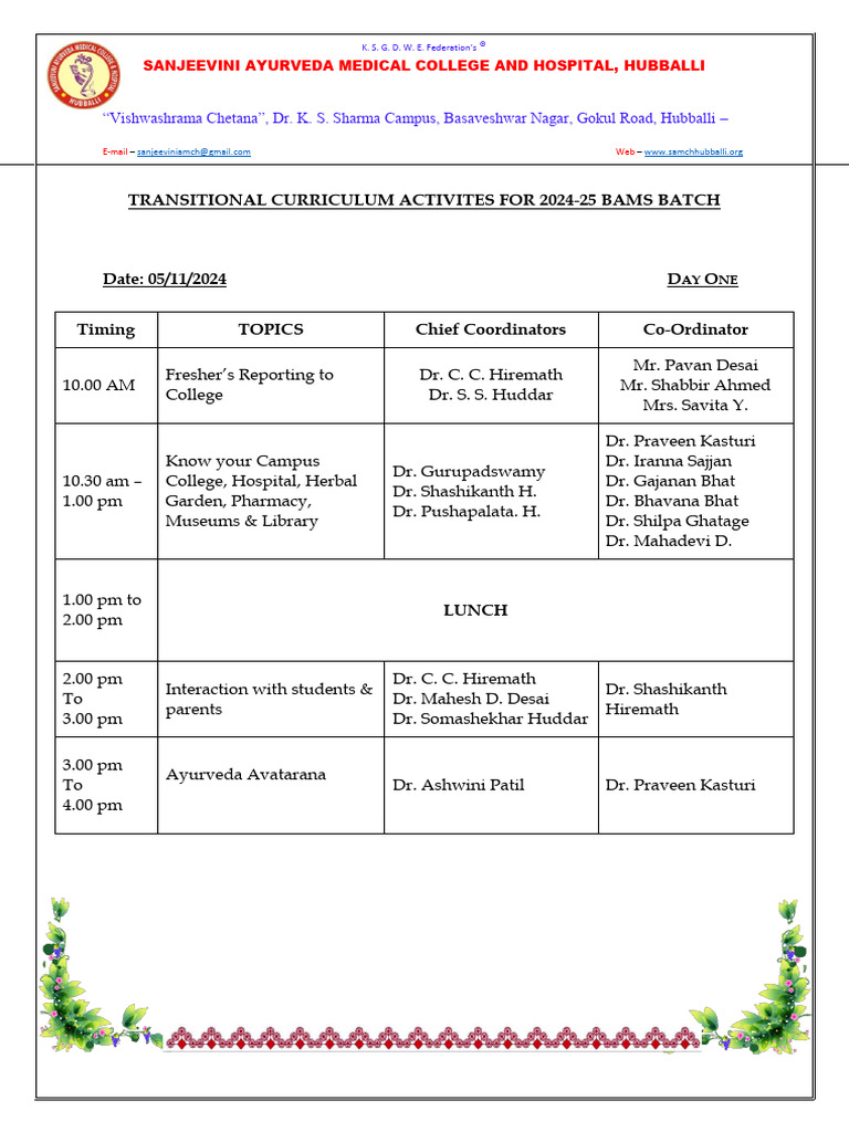 Full Transitional Curriculum | PDF | Ayurveda | Medicine