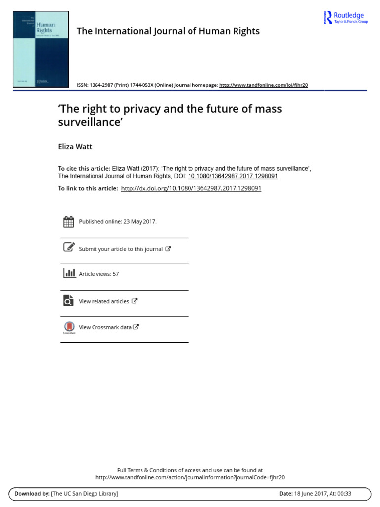 The Right of Privacy and The Future of Mass Surveillance | PDF | Prism ...