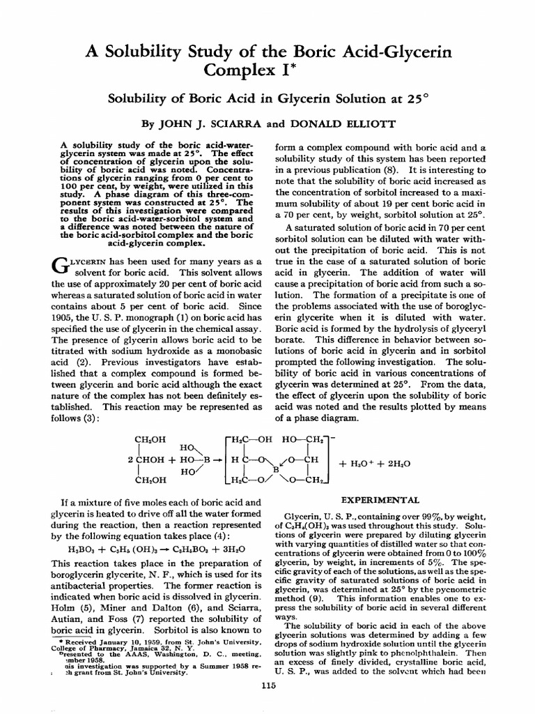 Boric Acid Solubility in Glycerin Solutions | PDF | Solubility | Acid