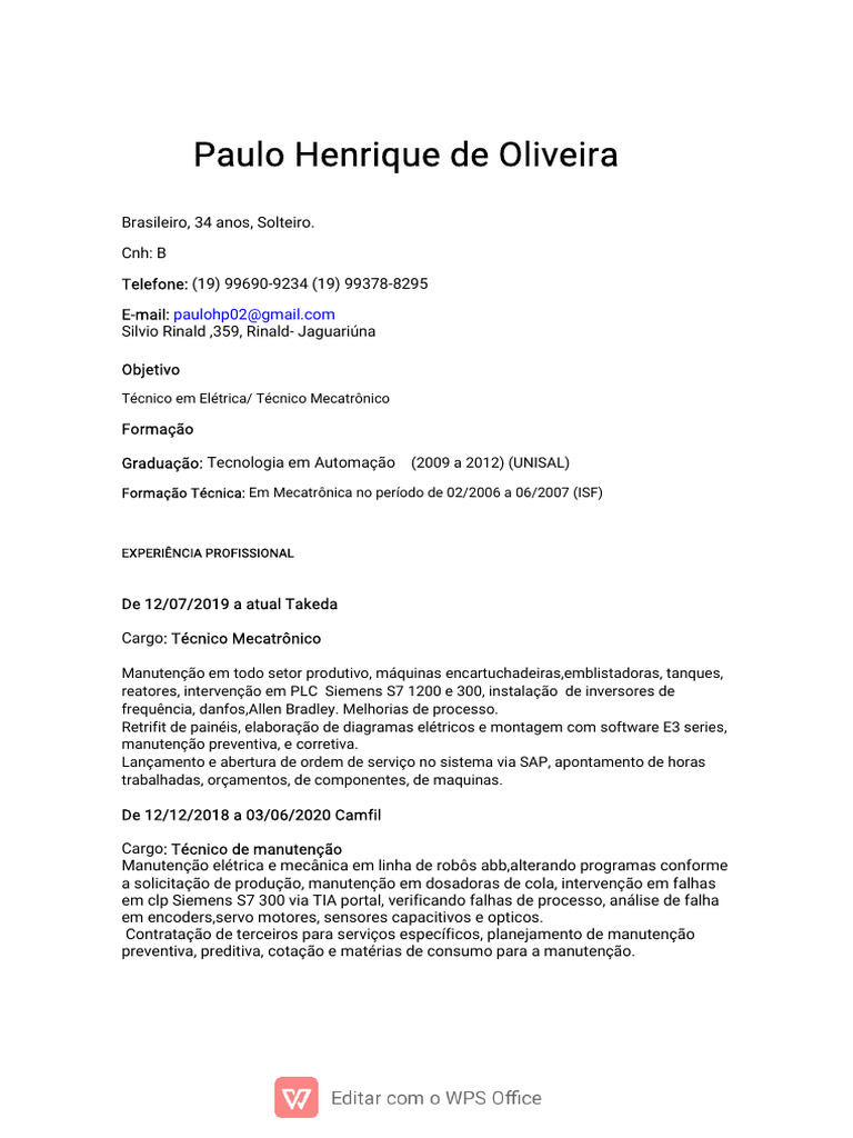 Paulo Henrique de Oliveira | PDF