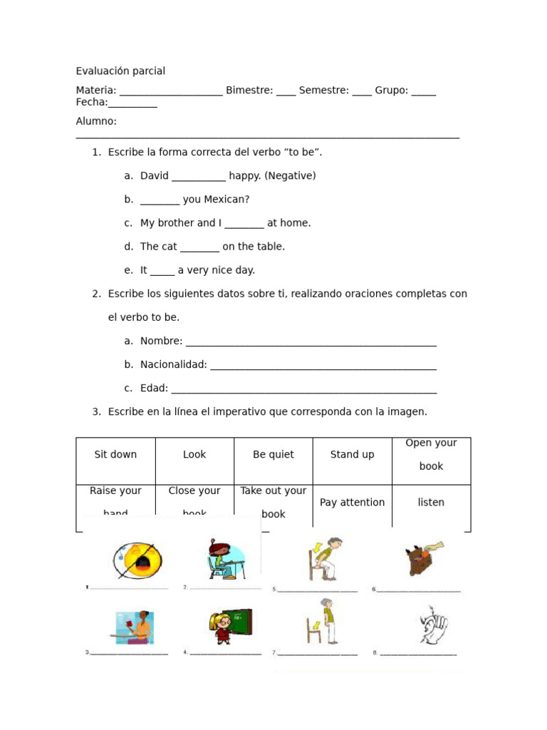 Examen de Inglés para Primaria | PDF