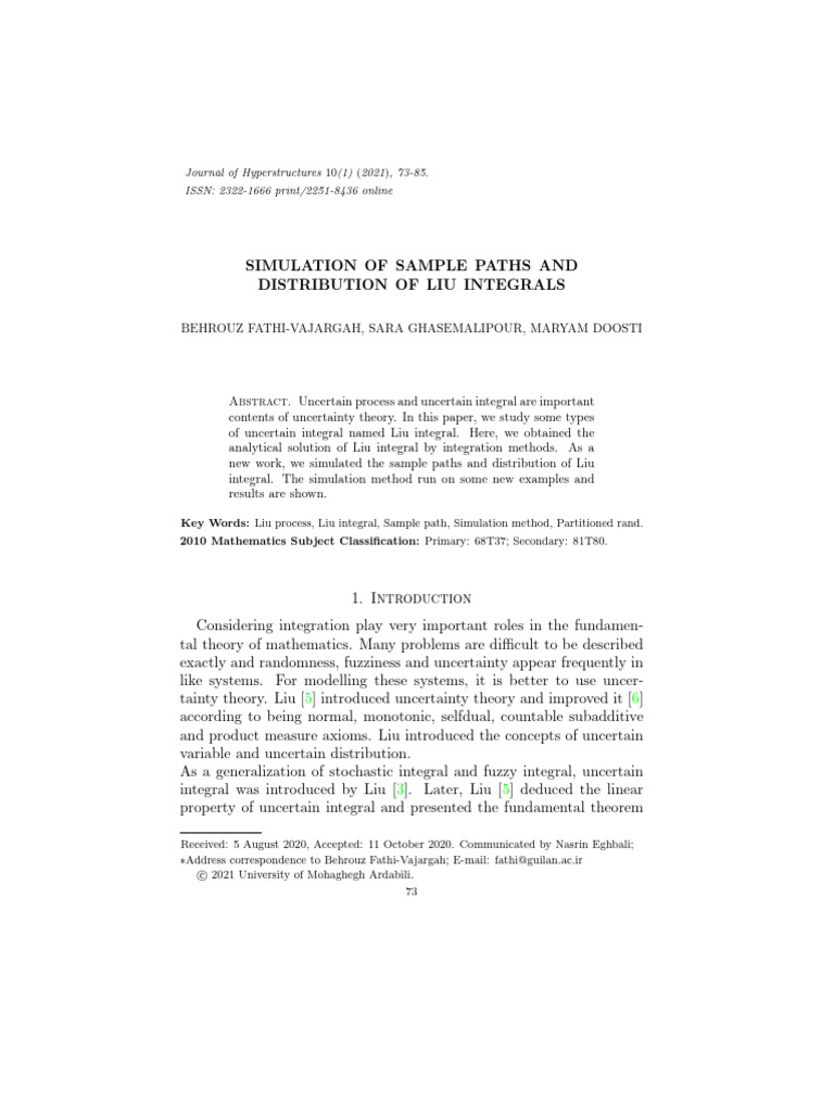 Liu Integral Pdf Integral Mathematical Analysis