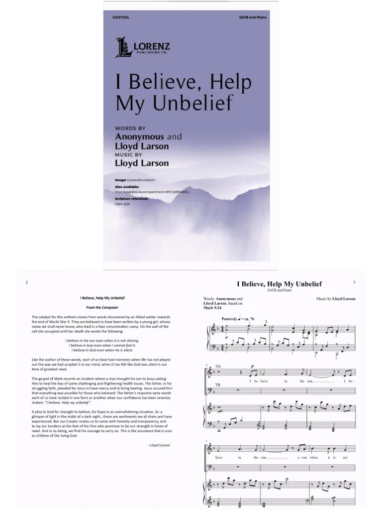 I Believe, Help My Unbelief - Lloyd Larson | PDF