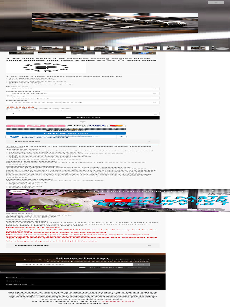 1.8T 20V 2 Liter 650+ Racing Engine Block VW Golf 4 Audi A3 S3 TT | PDF ...