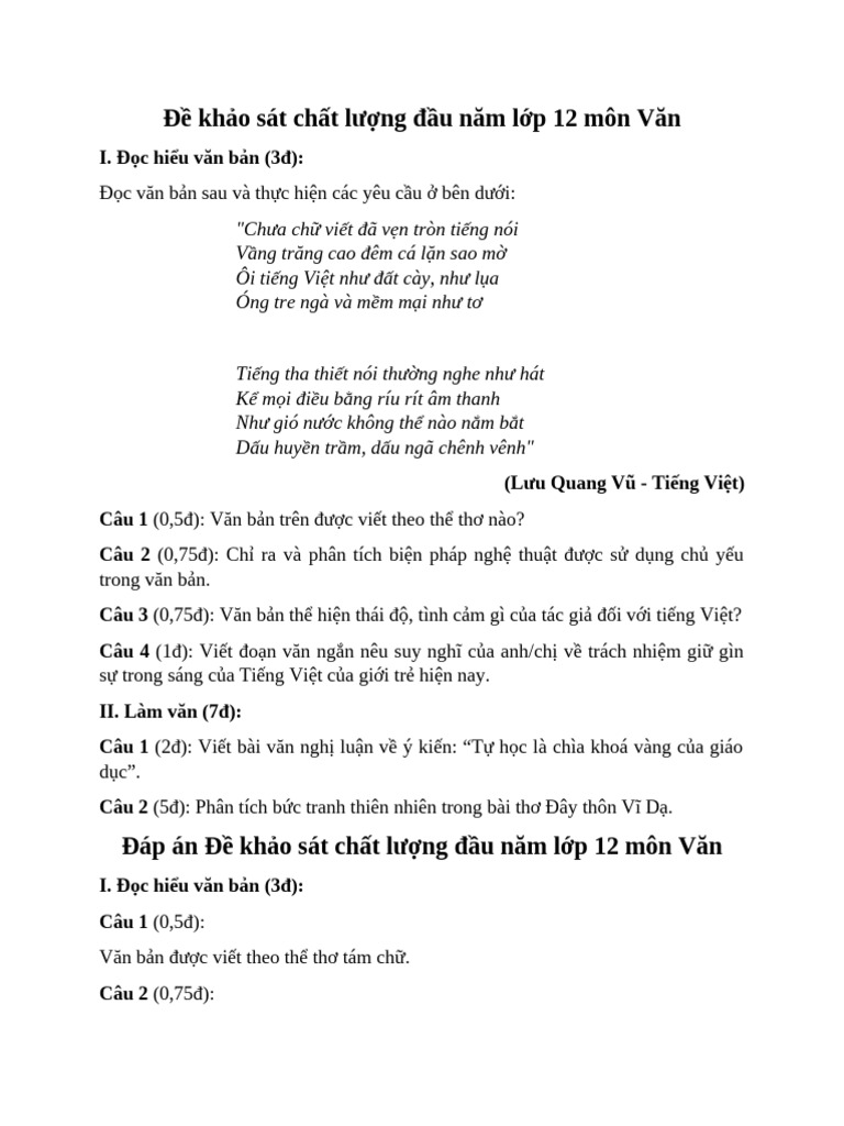 de-thi-khao-sat-chat-luong-dau-nam-lop-12-mon-van-de-1 | PDF