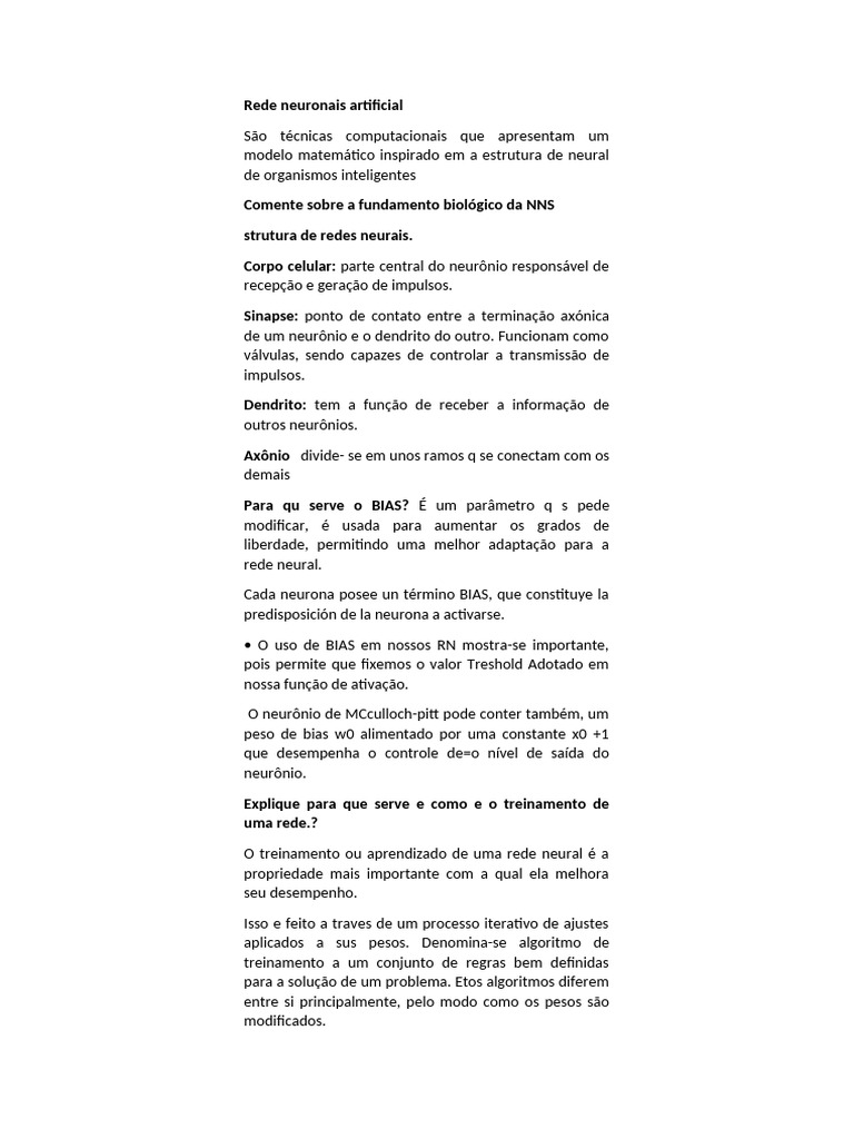 Fundamentos de Redes Neurais Artificiais | PDF | Rede neural artificial ...