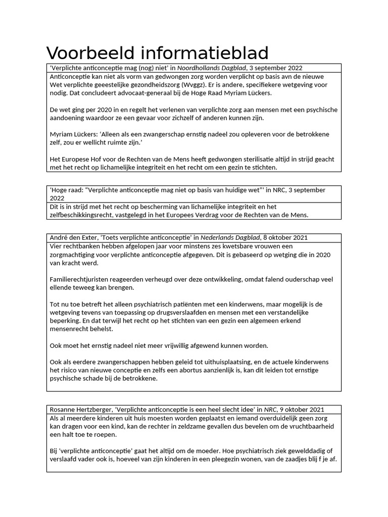 Voorbeeld informatieblad | PDF