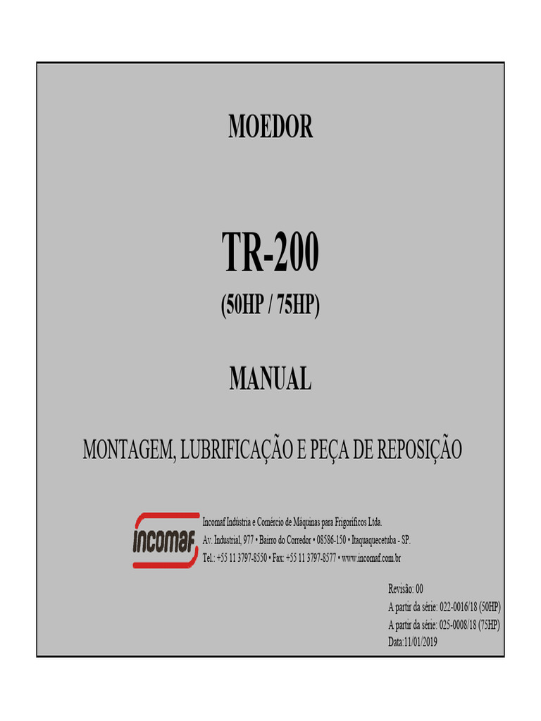 Manual do Moedor TR-200 da Incomaf | PDF | Eletricista