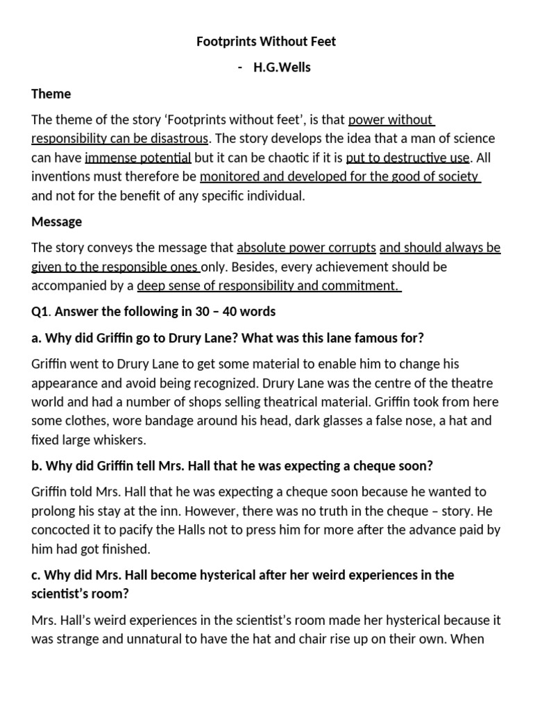 Footprints Without Feet Grade 10 | PDF