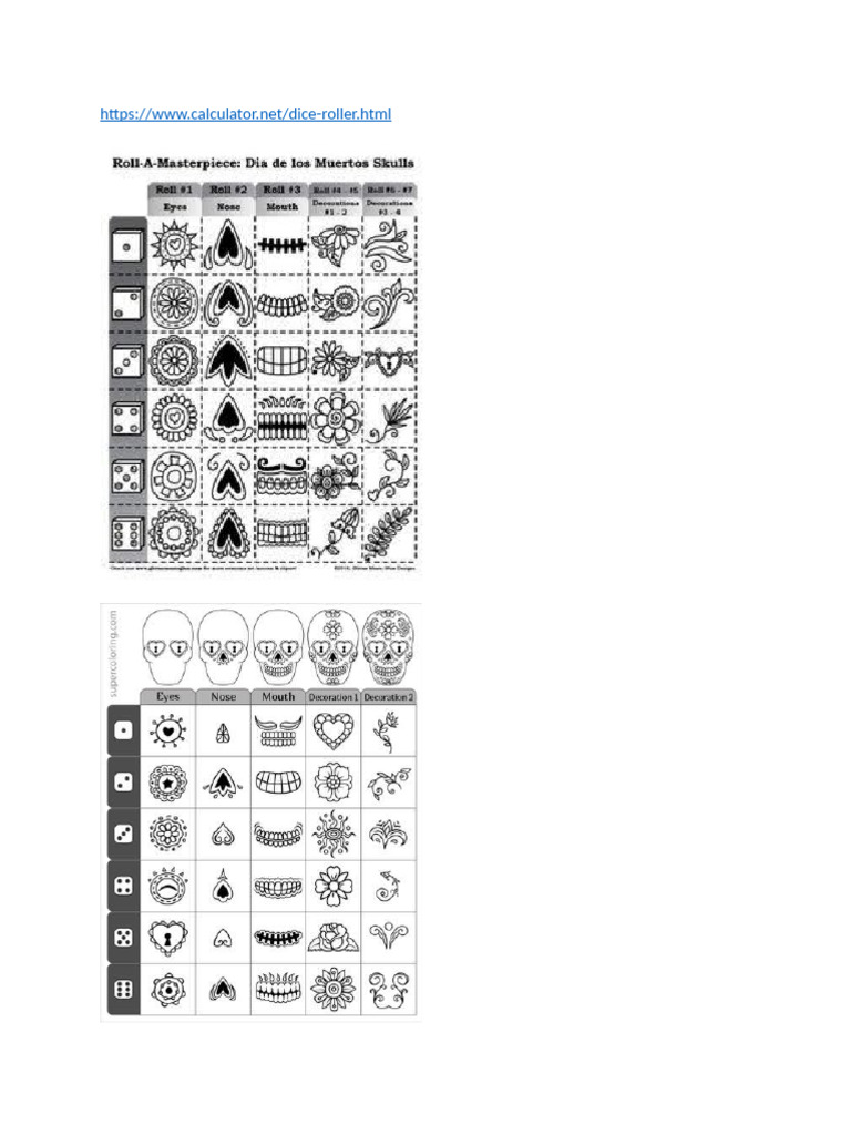 Roll A Dice Dia de Los Muertos Sugar Skull | PDF