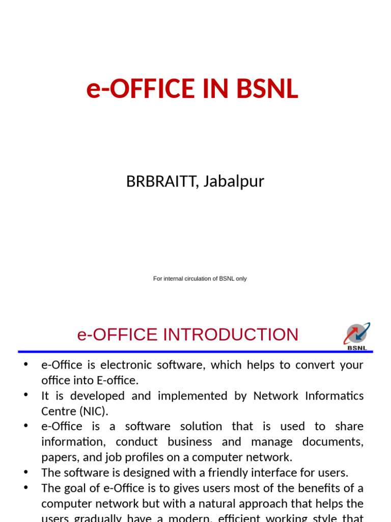 E3-E4 - PPT - Eoffice in BSNL 234 | PDF | Software | Computer Network