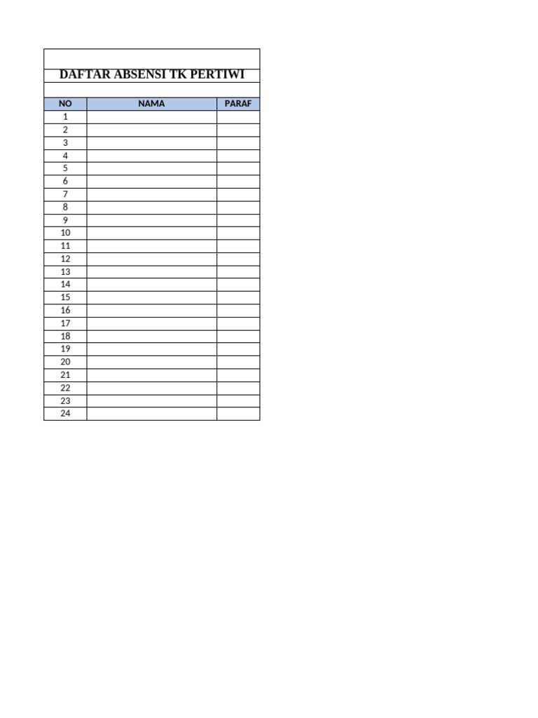 Daftar Absensi TK | PDF