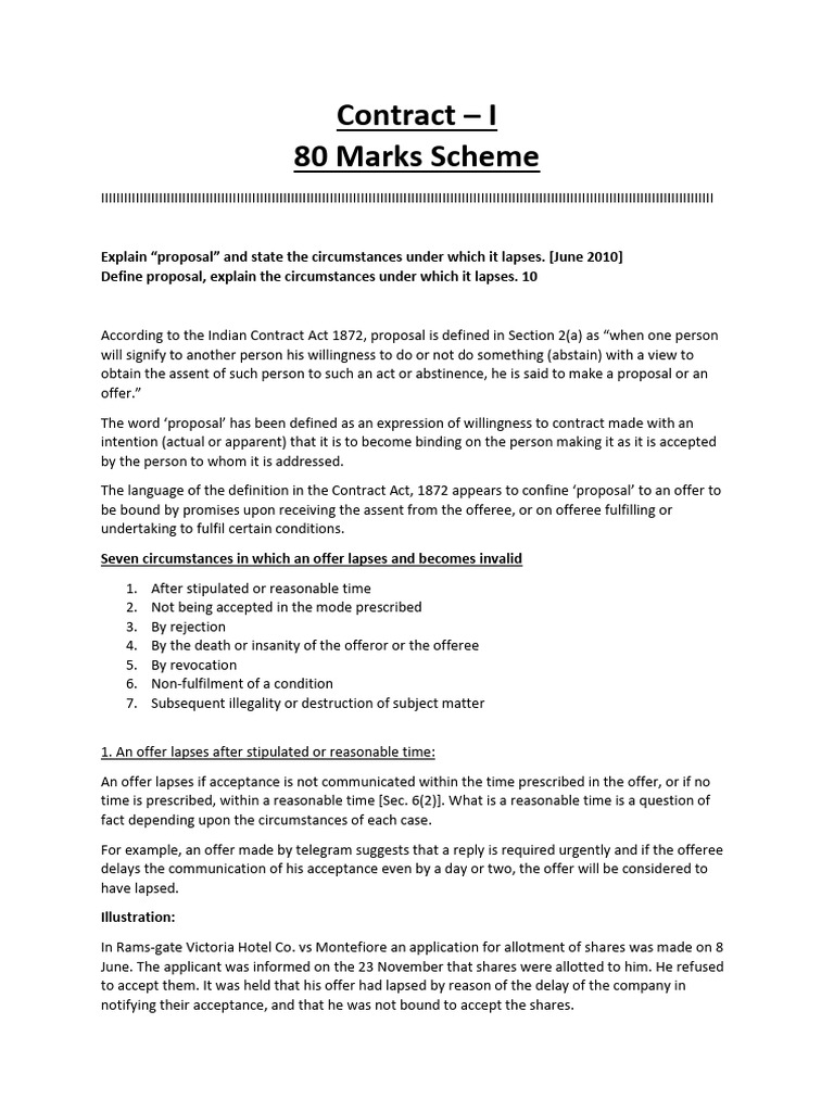 Contract - I | PDF | Offer And Acceptance | Consideration