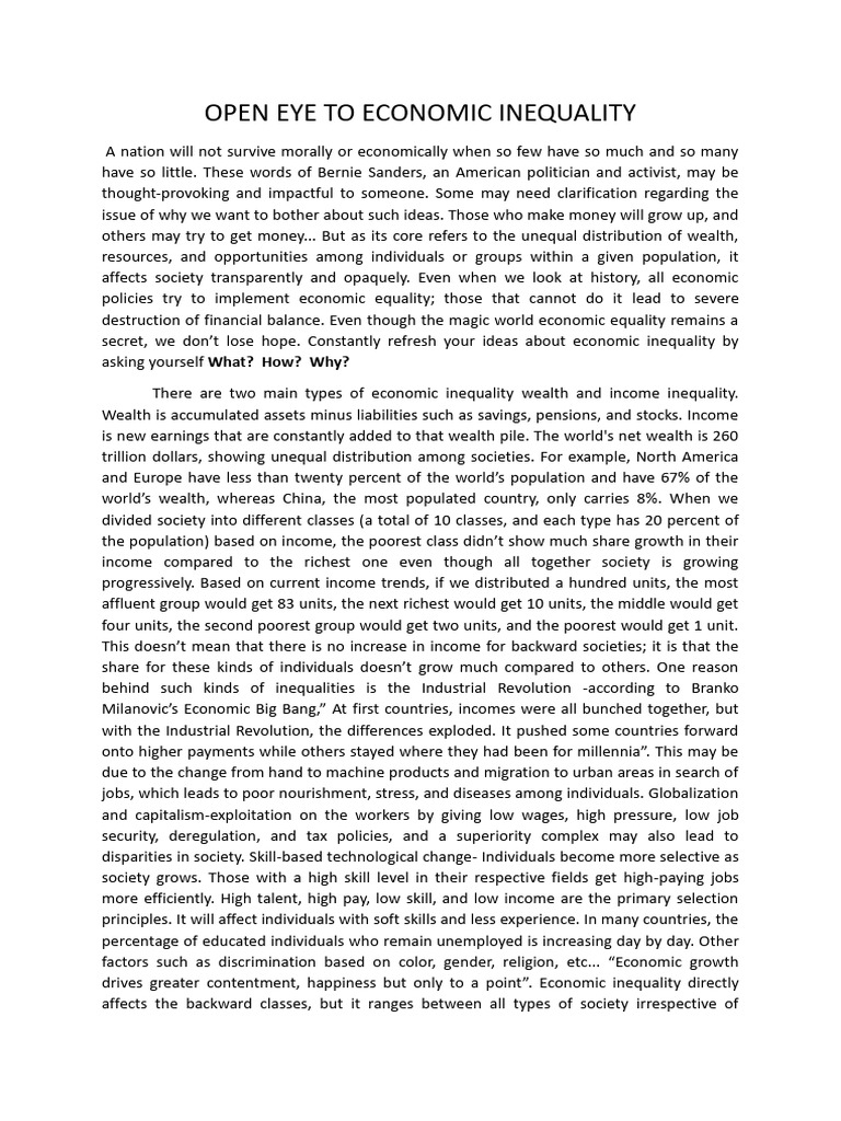 Open Eye To Economic Inequality | PDF | Economic Inequality | Discrimination & Race Relations