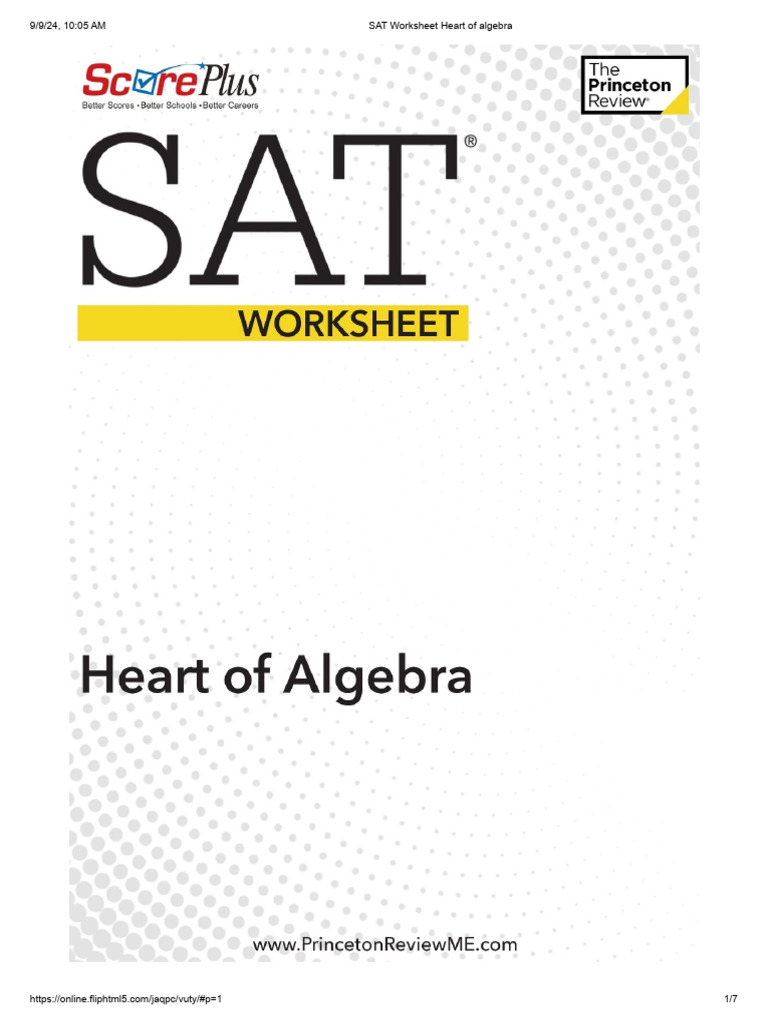 SAT Worksheet Heart of Algebra | PDF