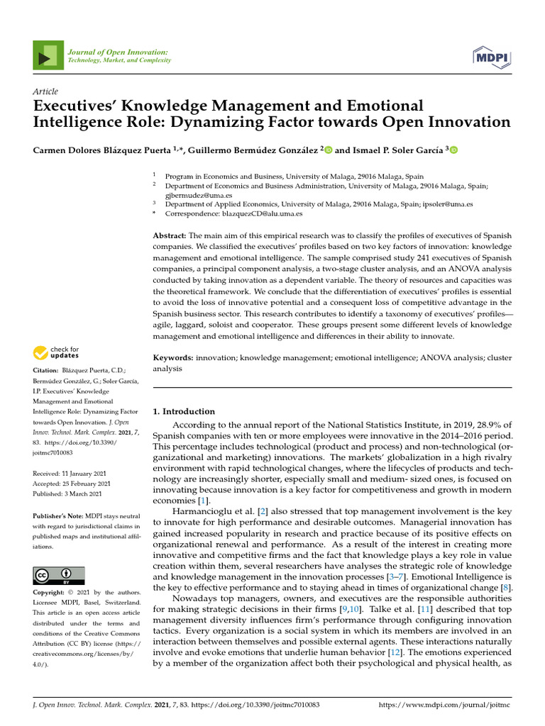 Executives Knowledge Management and Emotiona - 2021 - Journal of Open ...