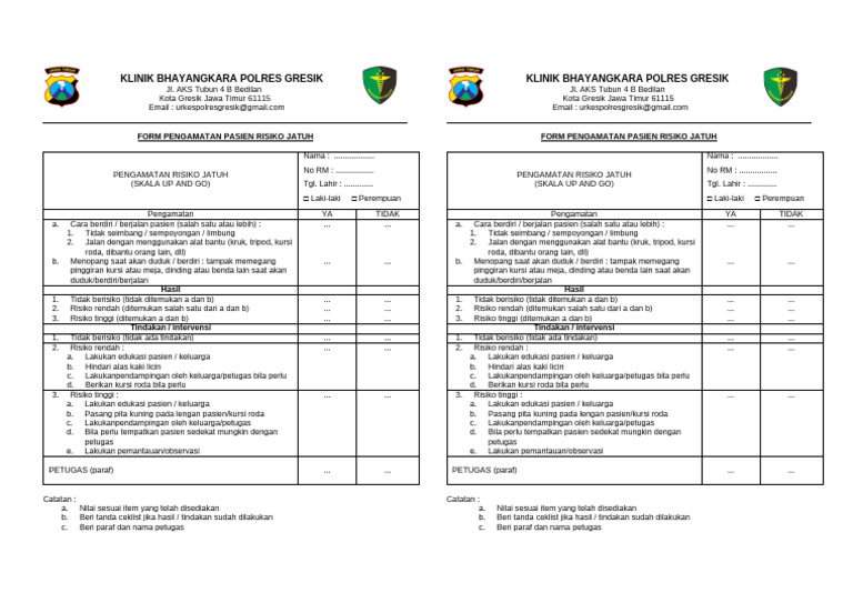 FORM RISIKO JATUH | PDF