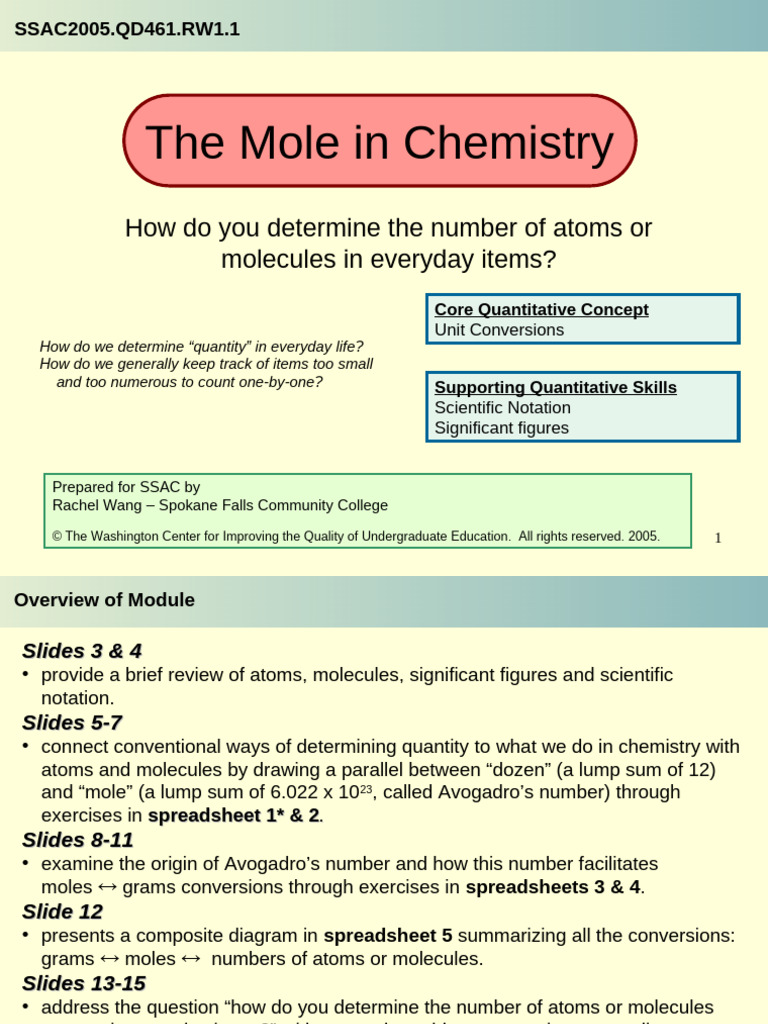 Understanding Atoms: The Mole Concept | PDF | Mole (Unit) | Chemistry