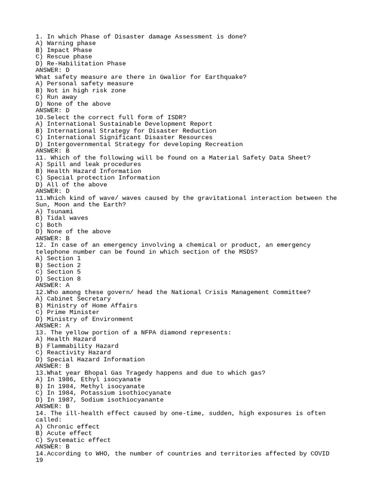 100007-DM, New Important MCQ | PDF | Volcano | Natural Disasters