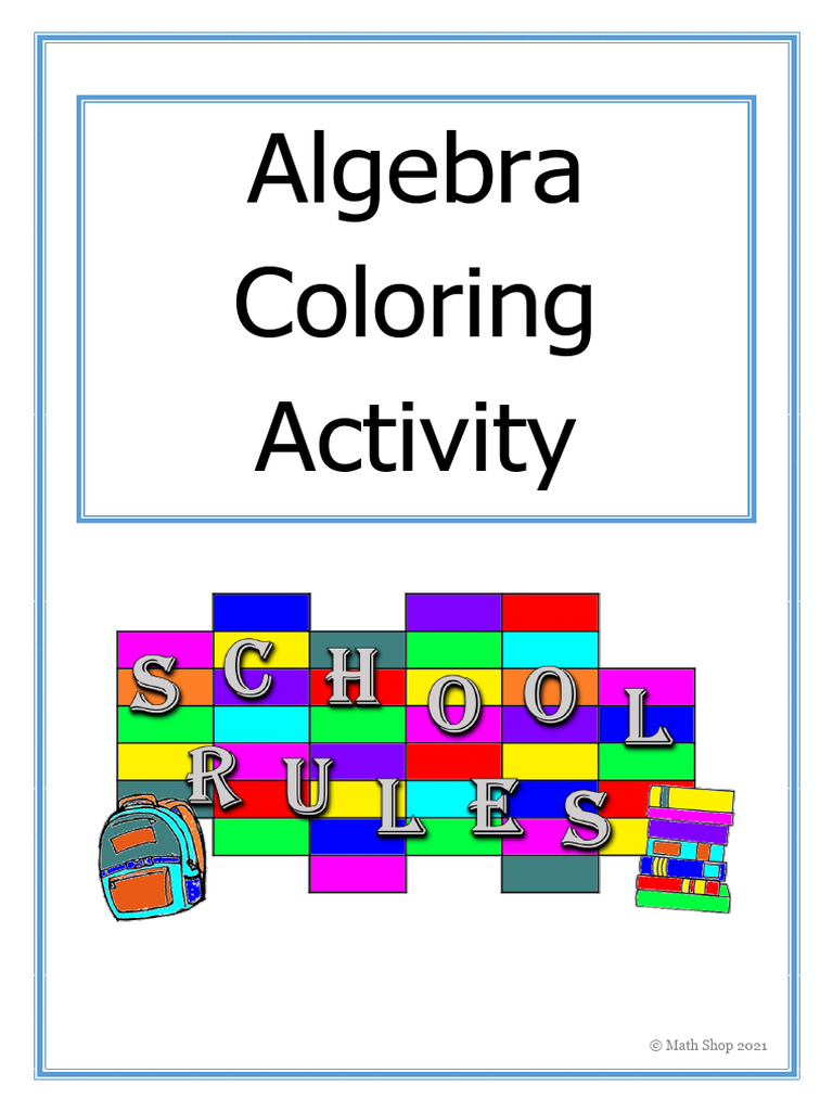 Algebra Coloring Activity Worksheet | PDF | Color | Green