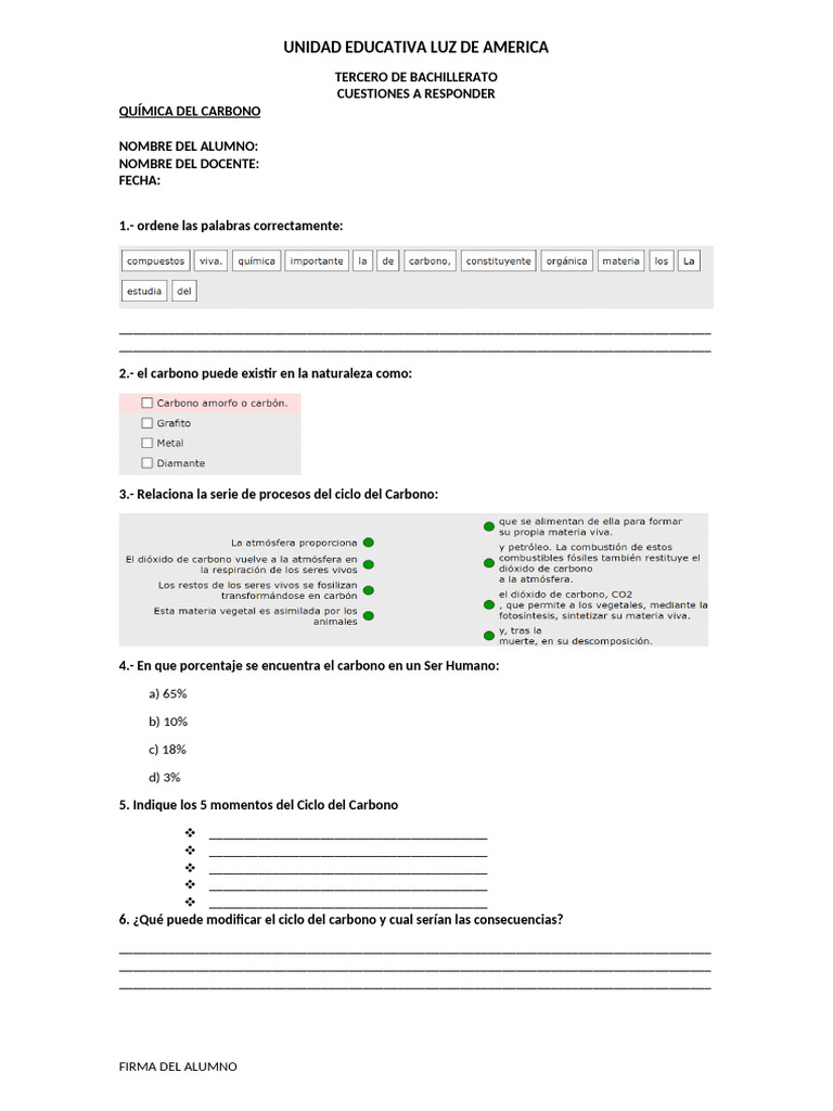 Actividades del Ciclo del Carbono para Secundaria | PDF