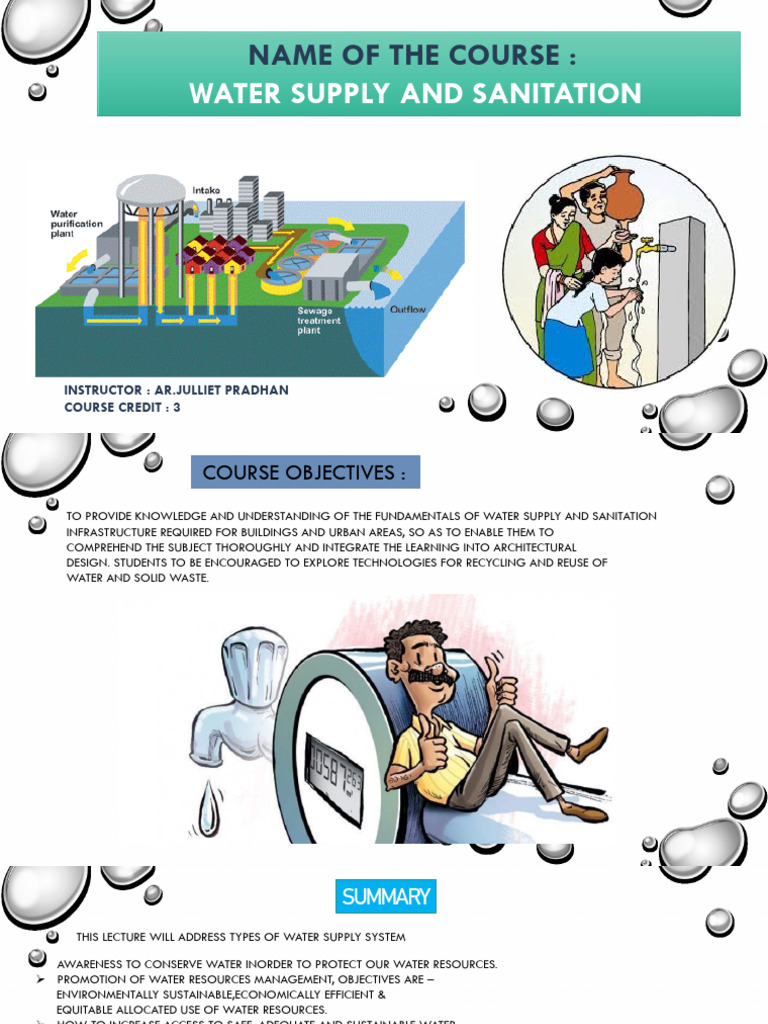Water Supply and Sanitation Overview | PDF | Water | Sanitation