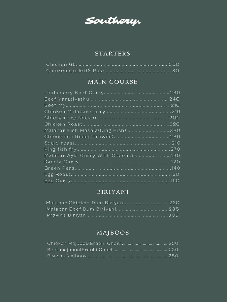 Southery Menu | PDF