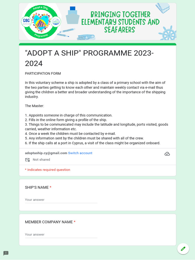 Adopt a Ship Program Participation Form | PDF