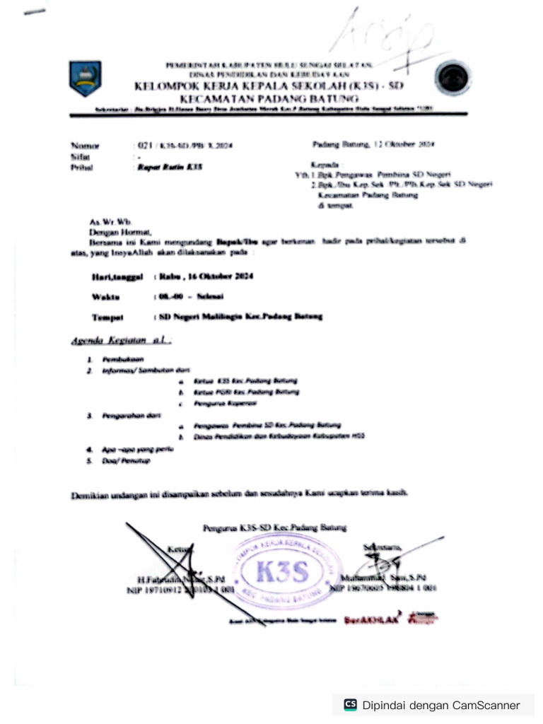 Undangan-Absen Hadir Rapat K3S - Okt.2024 | PDF
