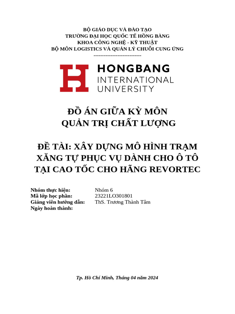 Đồ án giữa kỳ môn QTCL ĐÃ CHỈNH | PDF