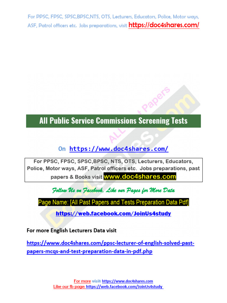FPSC English Lecturer Past Papers 2024 | PDF | Inspector | Criminal Justice
