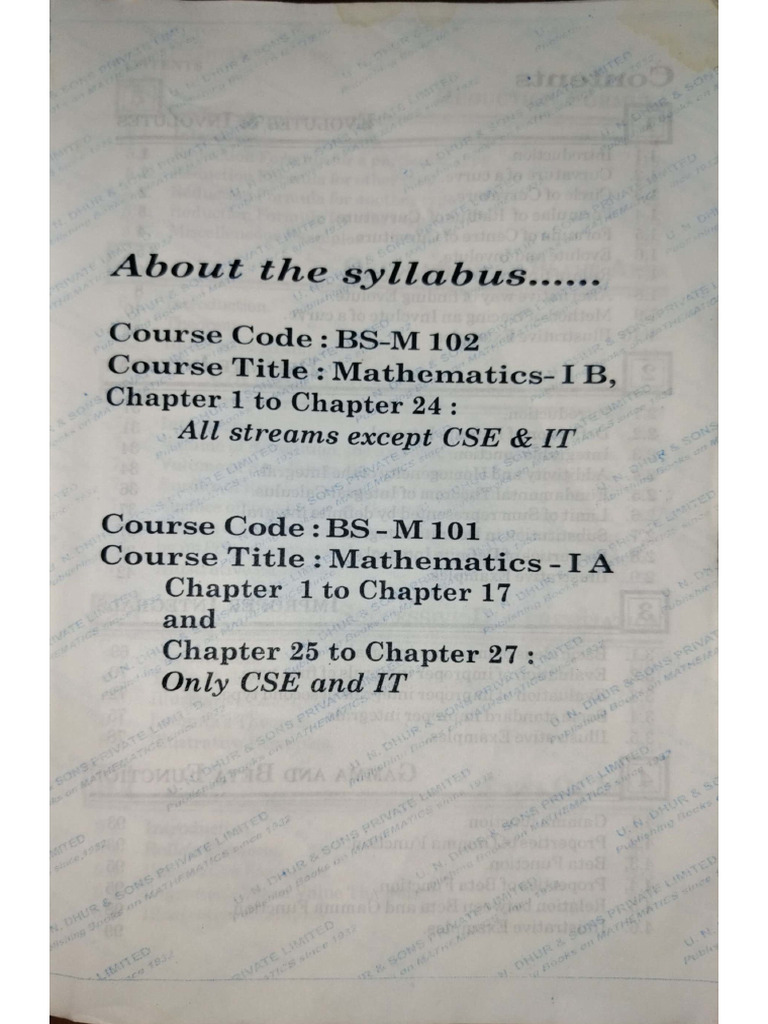 Engineering Mathematics Volume 1 (B. K. Pal & K. Das) | PDF