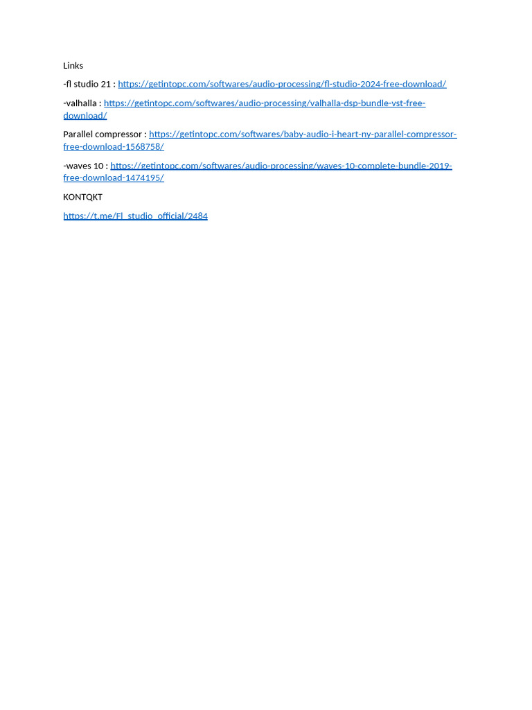 Audio Software Download Links | PDF