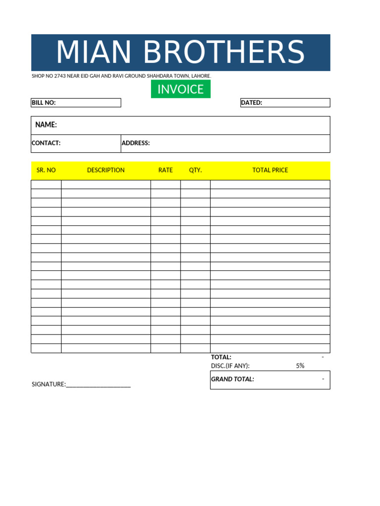 INVOICE TEMP | PDF