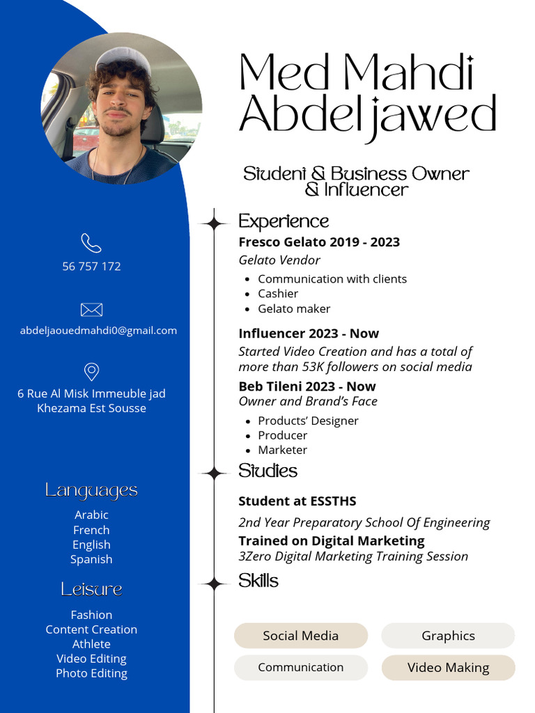 CV de Mohamed Mahdi Abdeljaoued 2024 MARS | PDF