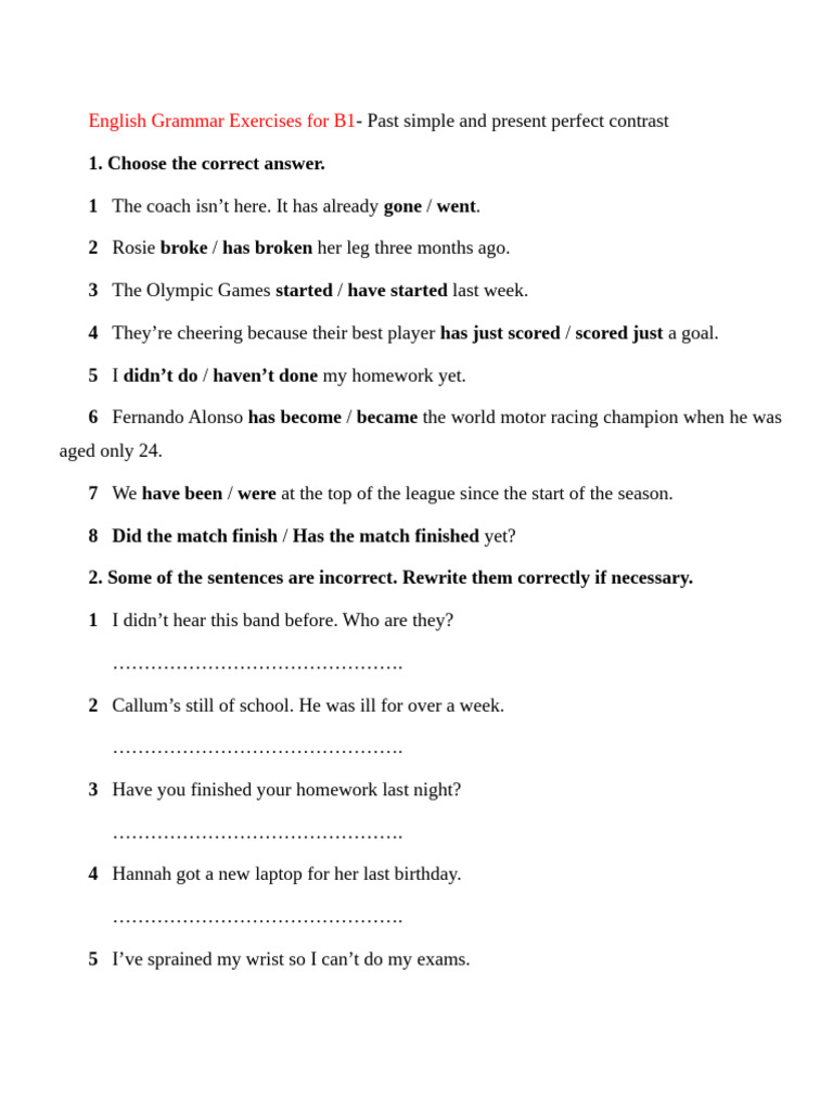 B1 English Grammar: Tenses Exercises | PDF | Johnny Depp | English Grammar