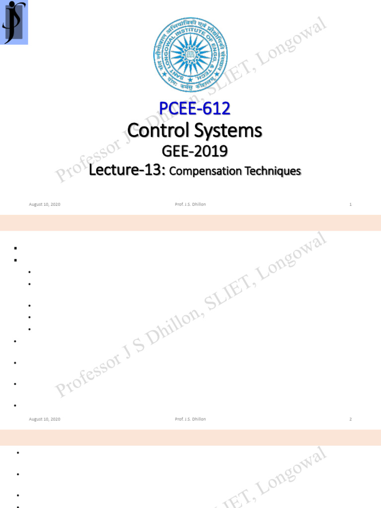 PCEE-612 Lecture-13 | PDF | Damping | Electronic Circuits