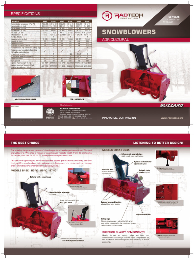 BerVac BlizzardSnowBl | PDF | Tractor | Mechanical Engineering