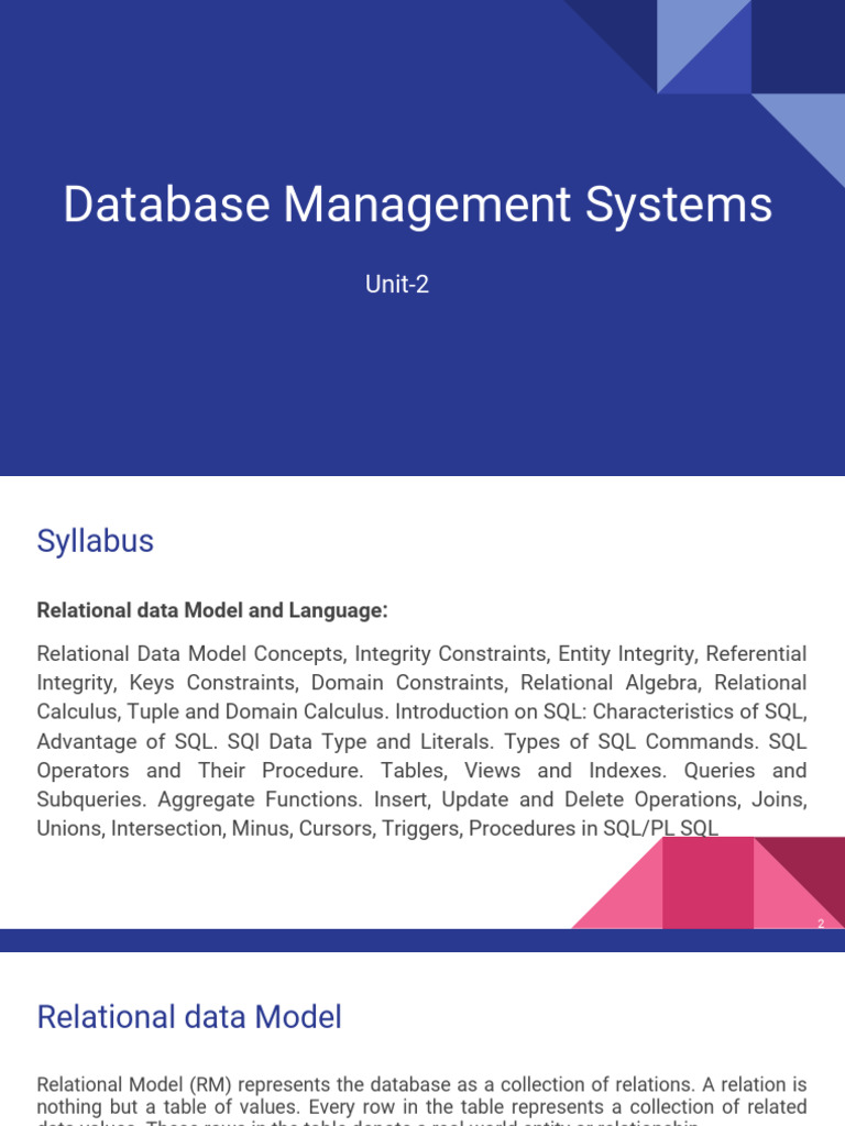 DBMS UNIT 2 Part 1praven Kaumar Rai | PDF | Relational Database | Relational Model