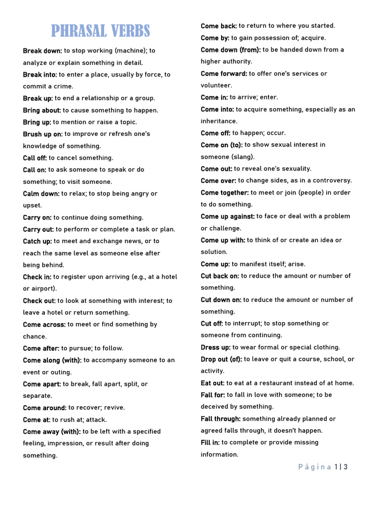 PHRASAL VERBS FCE B2 | PDF