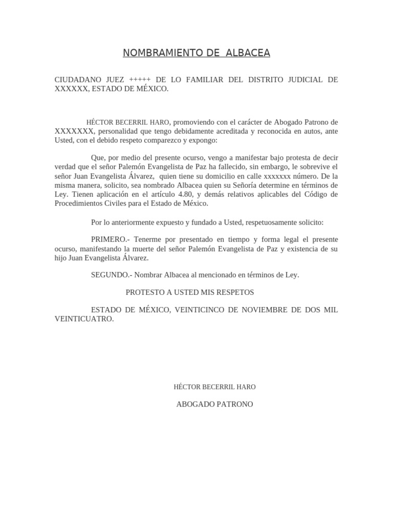 Nombramiento de Albacea | PDF